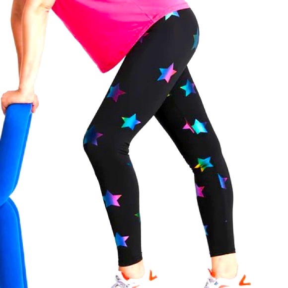 Terez | Pants & Jumpsuits | Terez Uplift Leggings In Black Rainbow Star ...